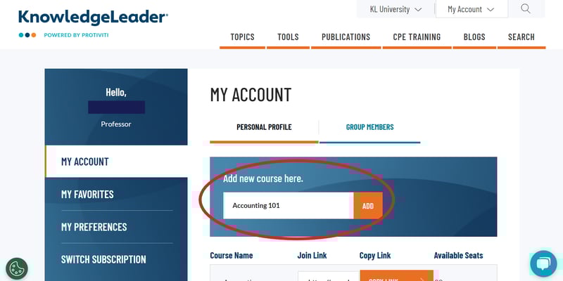 How do I create new course links to share with my students?