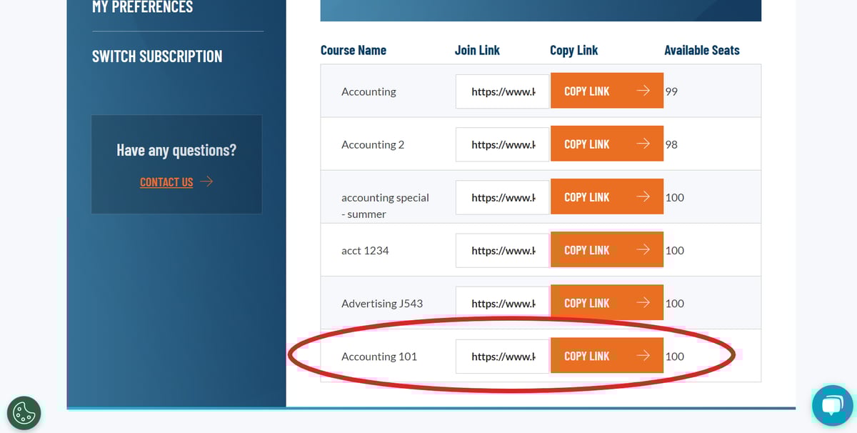 How do I create new course links to share with my students?